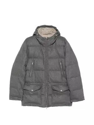 Eleventy Quilted Hooded Jacket - Grey