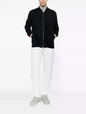 Eleventy Pinstripe-pattern Zip-up Jacket - Blue