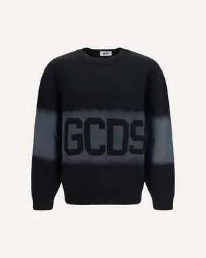 Gcds Logo Spray Crewneck Sweater - Black