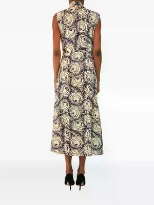 Prada Floral Tie-neck Midi Dress