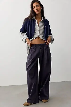 Free People Augusta Washed Trousers Black