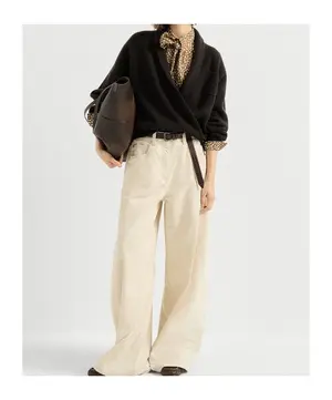Brunello Cucinelli Silk Dapple Pongee Pussybow Blouse With Monili