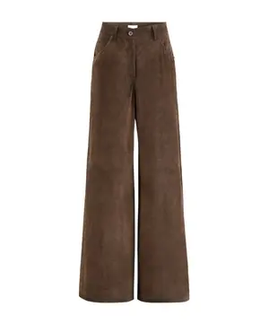 Brunello Cucinelli Suede Baggy Trousers With Monili