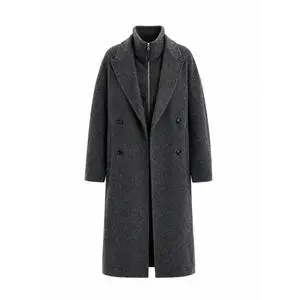 MUTE BY JL Sloane Gray Wool Maxi-coat And Vest Set