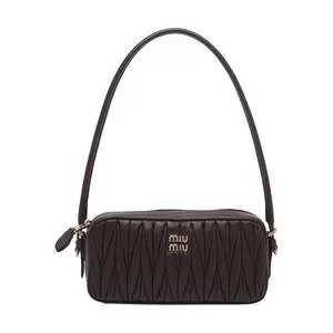 Miu Miu Mini Logo Matelasse' Pouch - Red