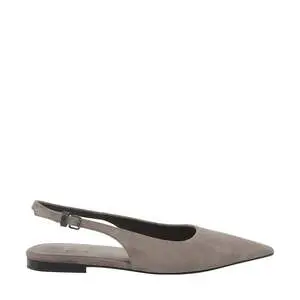 Brunello Cucinelli Brunello Cucinelli Women Suede Flat Slingback Gray