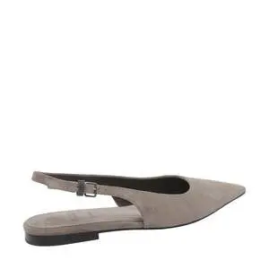 Brunello Cucinelli Suede Flat Slingback - Gray