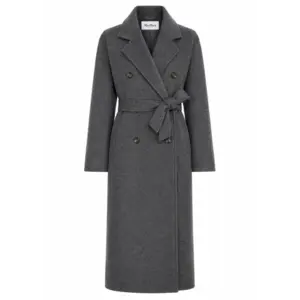 Max Mara Cadmio Cappotto Over In Maglia Doppia - Gray