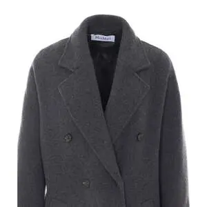 Max Mara Cadmio Cappotto Over In Maglia Doppia - Gray