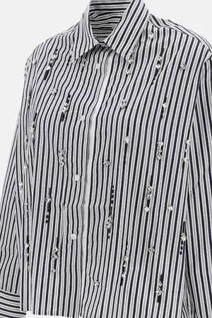 DES_PHEMMES Camicia A Righe Con Perline E Cristalli