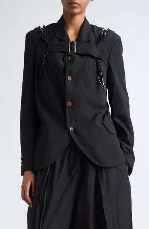 Comme Des Garçons Garment Dyed Polyester Oxford Blazer - Black