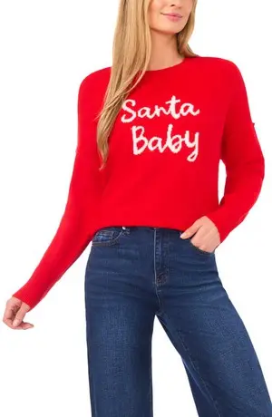 CECE DUPRAZ Santa Baby Sweater - Bright Cherry