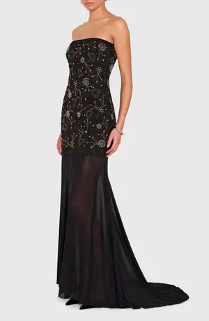 Amanda Uprichard Leo Beaded Strapless Gown