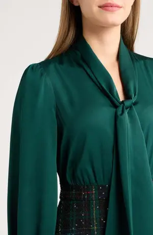 Eliza J Balloon Long Sleeve Tie Neck Dress
