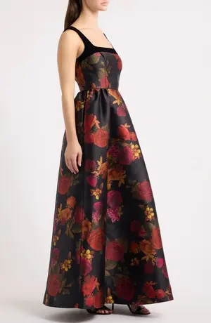 Julia Jordan Velvet Trim Mikado Gown