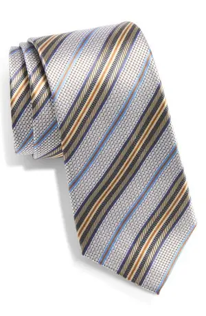 Nordstrom Silk Stripe Tie Silver
