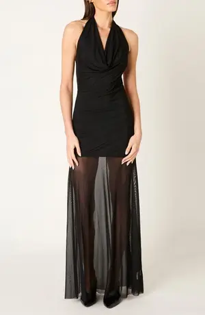 NIA Gild Maxi Halter Dress - Black