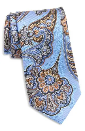 Nordstrom Silk Paisley Tie Lt Blue