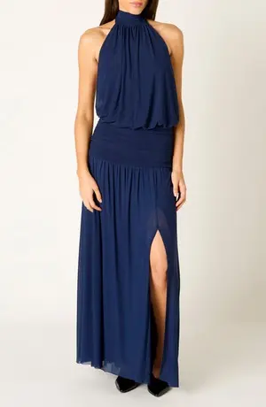 NIA Rose Maxi Halter Dress - Midnight