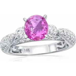 SOUZANA BY SUZY LEVIAN 18k Gold 1ct Oval Pink Sapphire & 1cttw Diamond Ring - Blue