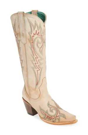 CORRAL Embroidered Western Boot - Bone