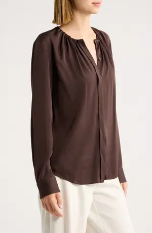 BOSS Banorah Silk Blend Pleated Top