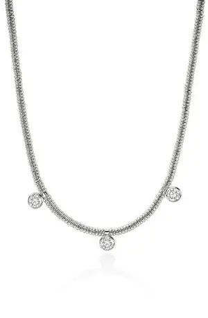 John Hardy Lovestruck Sterling Lab Grown Diamond Heishi Station Necklace - Silver