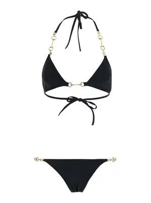 Gucci Black Bikini With Triangle Top And Adjustable Closure With Horsebit In Stretch Cotton For - Multicolor