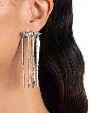 Alexis Bittar Brut Stone Fringe Earrings - Silver