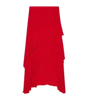 Marella Ruffled Asymmetric Midi Skirt