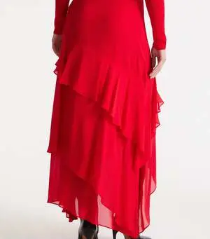Marella Ruffled Asymmetric Midi Skirt