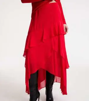 Marella Ruffled Asymmetric Midi Skirt