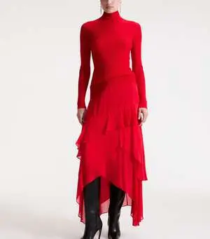 Marella Ruffled Asymmetric Midi Skirt