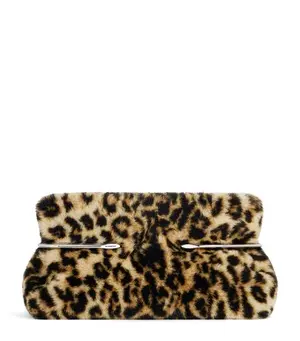 Givenchy Plush Leopard Pinch Clutch - Black