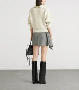 Givenchy Wool Houndstooth Slashed Mini Skirt