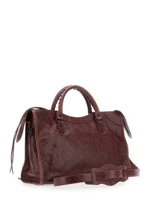 Balenciaga Le City' Bordeaux Medium Handbag With Adjustable And Removable Strap In Leather For - Multicolor