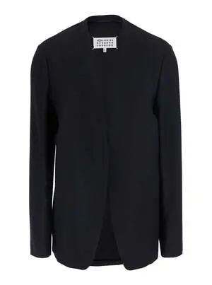 MAISON MARGIELA Black Jacket With V-neck And Back Seams In Virgin Wool For - Multicolor