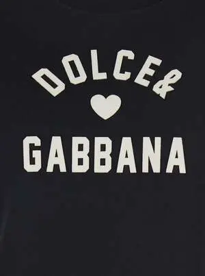 Dolce & Gabbana Black Crewneck T-shirt With Maxi Logo Lettering On The Front In Cotton - Multicolor