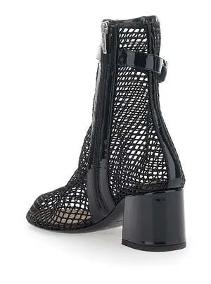 Alaïa Ankle Boots With Mesh And High Heel In Black Leather For