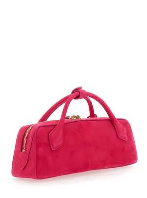 Alaïa Teckel' Fuchsia Handbag With Logo Plaque On The Handle And Logo Lettering On The Front In Suede For - Multicolor
