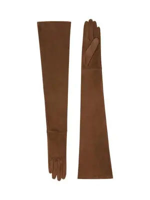 Max Mara Afideesuede Gloves With Logo Plaque
