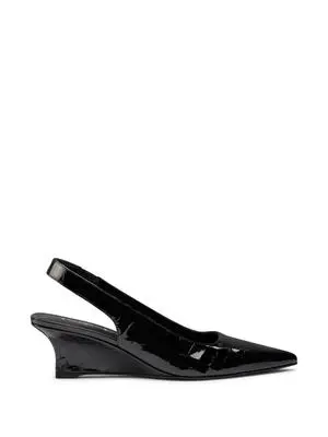 STUART WEITZMAN Vinnie Crocodile-embossed Leather Slingback Pumps