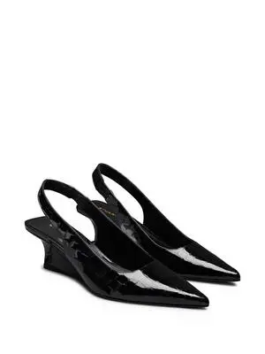 STUART WEITZMAN Vinnie Crocodile-embossed Leather Slingback Pumps