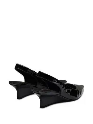 STUART WEITZMAN Vinnie Crocodile-embossed Leather Slingback Pumps