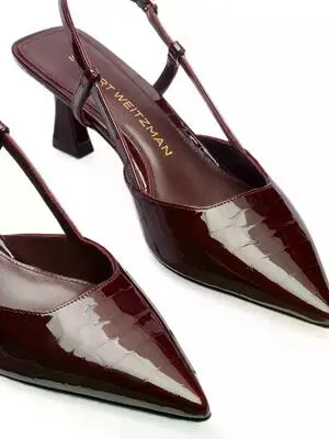 STUART WEITZMAN Vinnie Crocodile-effect Slingback Pumps
