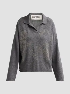 Libertine Botanical Diamante Tee Time Sweater - Grey