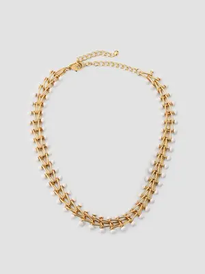 KENNETH JAY LANE 18k Gold-plated Link Chain Necklace - White Gold