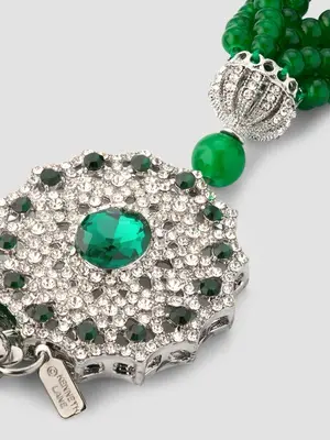 KENNETH JAY LANE Glass Bead & Crystal Tassel Pendant Necklace