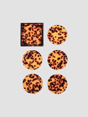 KIM SEYBERT Tortoise Coasters 6-piece Set - Brown