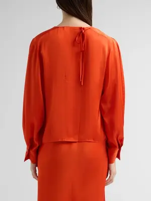 Vince Satin Tieneck Raglan-sleeve Top
